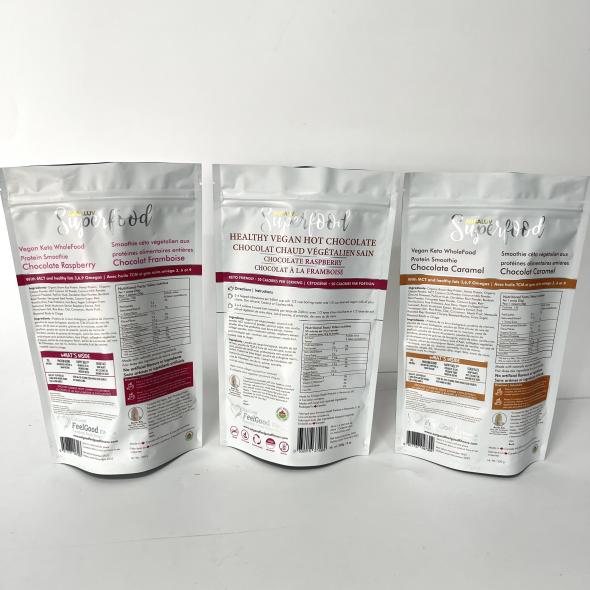 200g protein smoothie stand-up pouches with metallic effect - Gozeniths